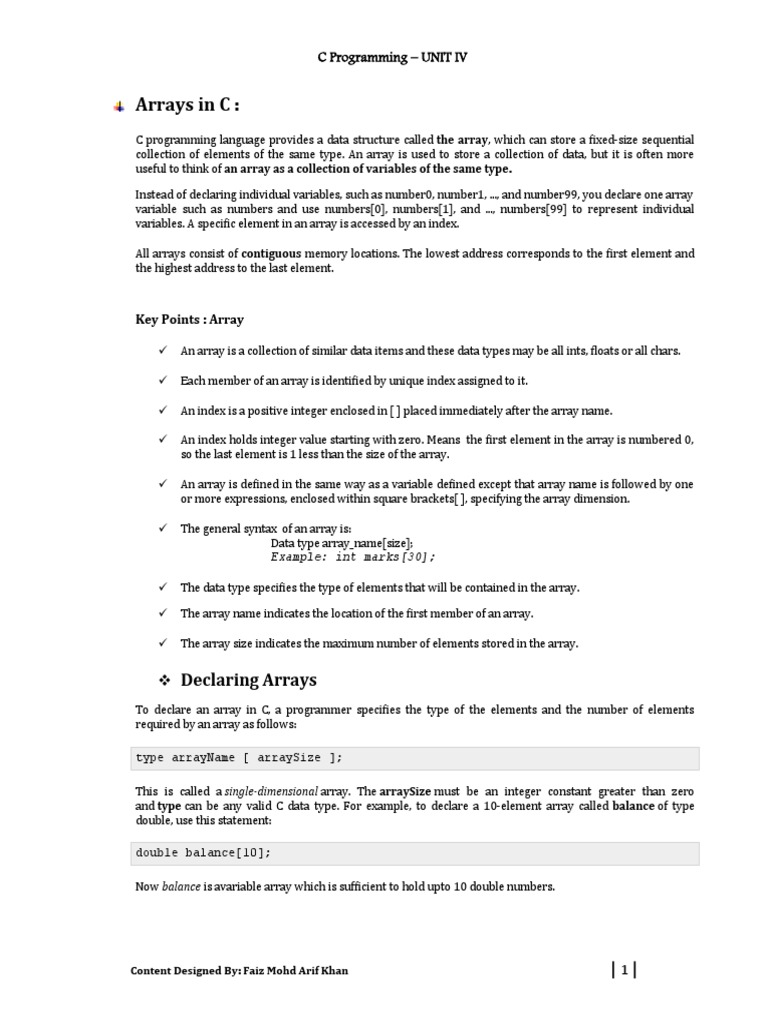 UNIT IV - C Programing | PDF | Pointer (Computer Programming) | Array ... UNIT IV - C Programing | PDF | Pointer (Computer Programming) | Array ...
