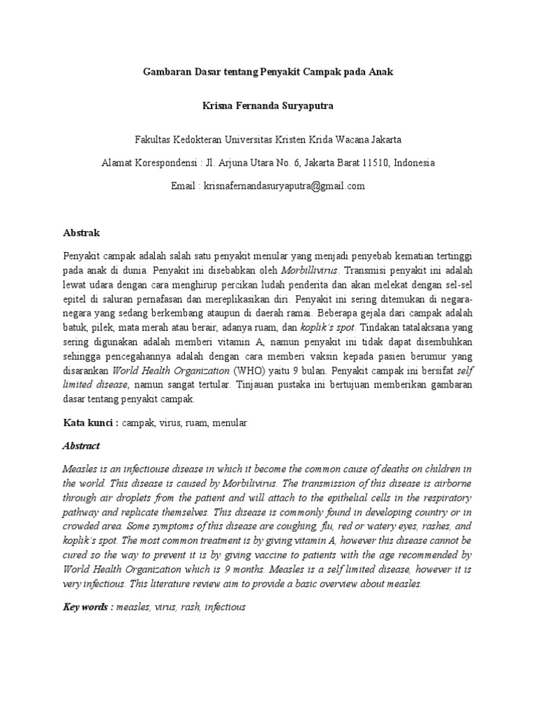 Diagnosis Penatalaksanaan Campak | PDF