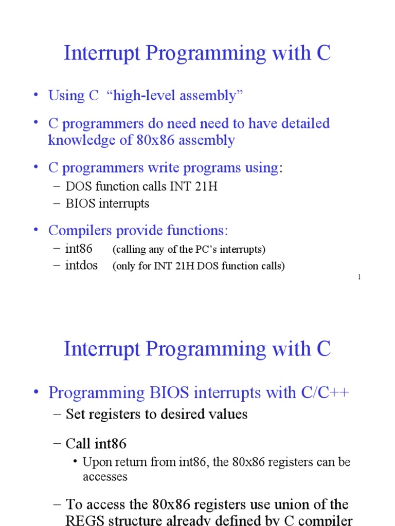 C Interrupts & Assembly Programming | PDF