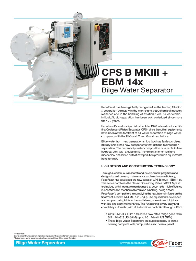 Cps B Mkiii + EBM 14x: Bilge Water Separator | PDF | Chemical ...