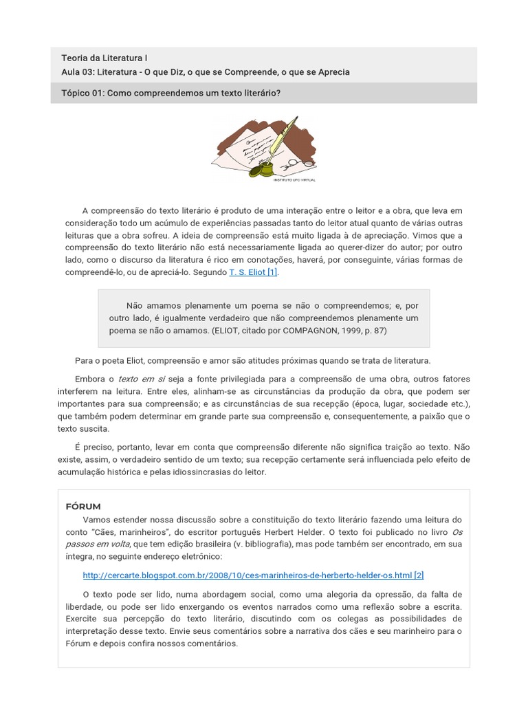 TeoriadaLiteraturaI Aula 03 | PDF | Teoria Literária | Discurso