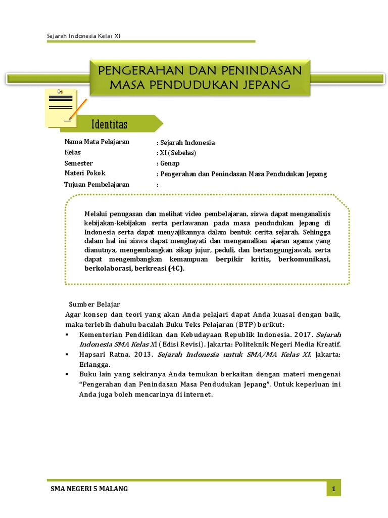 Materi Pembelajaran (Pengerahan Dan Penindasan Masa Pendudukan Jepang ...
