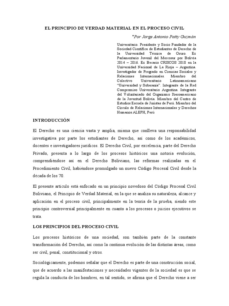 El Principio de Verdad Material en El PR | PDF | Ley procesal | Evidencia (ley)