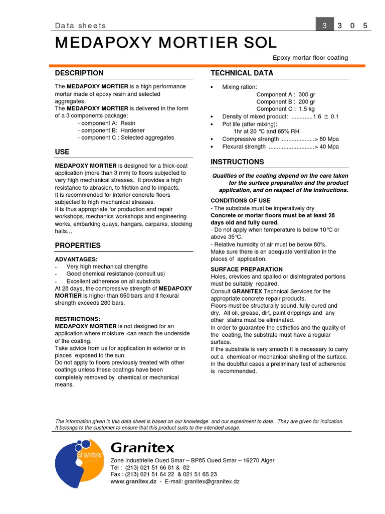 EPOXY MORTAR FLOOR COATING DATA SHEET | PDF | Epoxy | Concrete