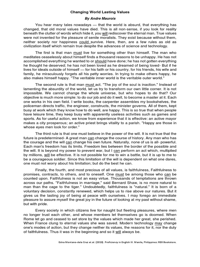 Changing World Lasting Values by Andre Maurois | PDF