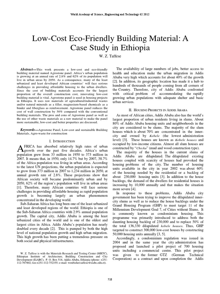 Low-Cost Eco-Friendly Building Material: Exploring the Use of Agrostone ...