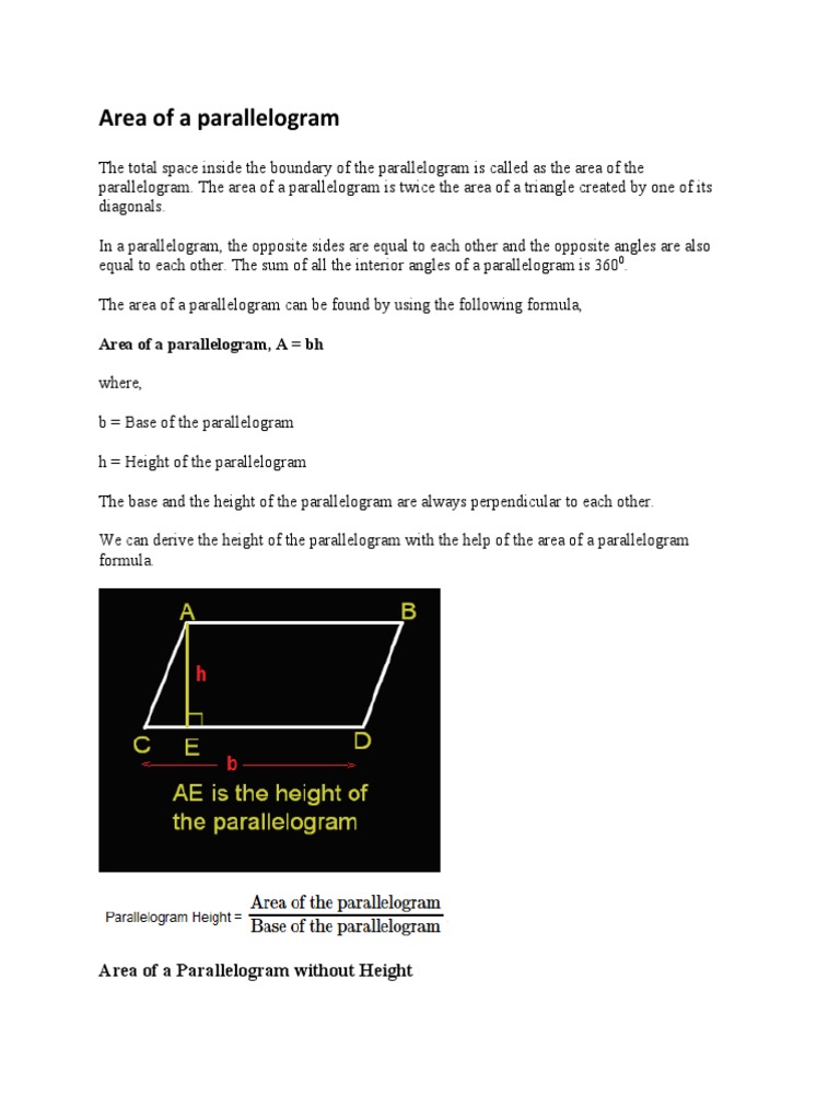 Area of A Parallelogram Notes | PDF | Area | Triangle