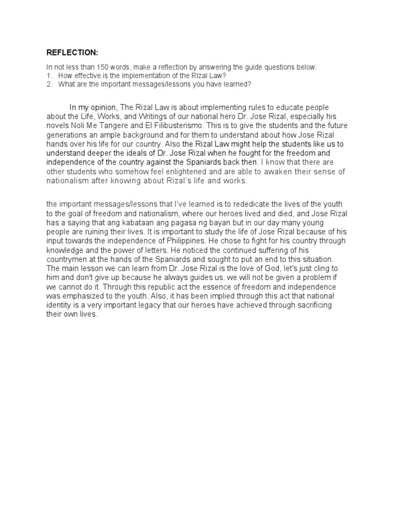 Reflection:: in My Opinion | PDF | Philippines