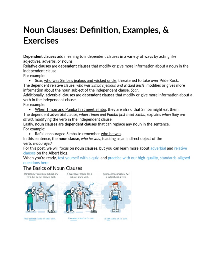 Noun Clauses: Definition, Examples, & Exercises | Download Free PDF ...