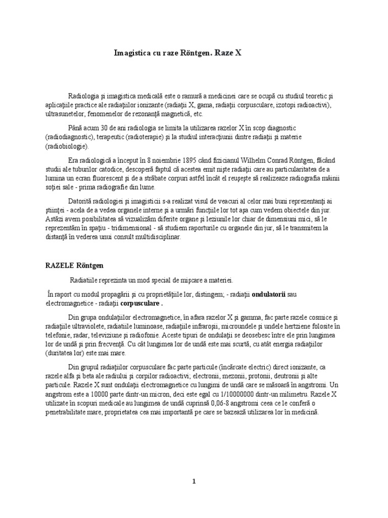 Imagistica Cu Raze Röntgen | PDF
