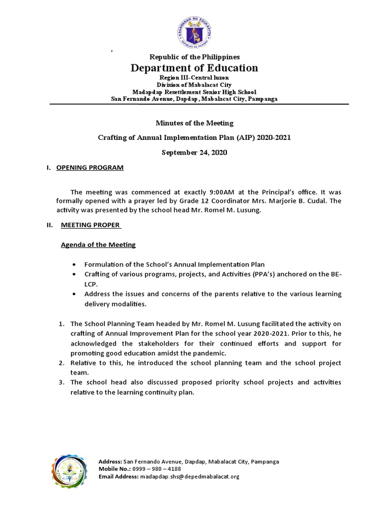 Department of Education:, Republic of The Philippines | PDF