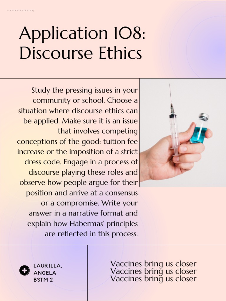 Application 108 Discourse Ethics | PDF | Vaccines | Health Sciences