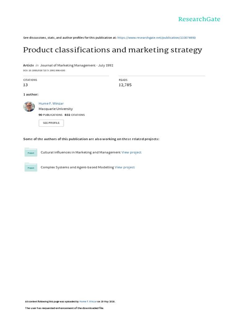 Winzar 1992 | PDF | Marketing | Brand
