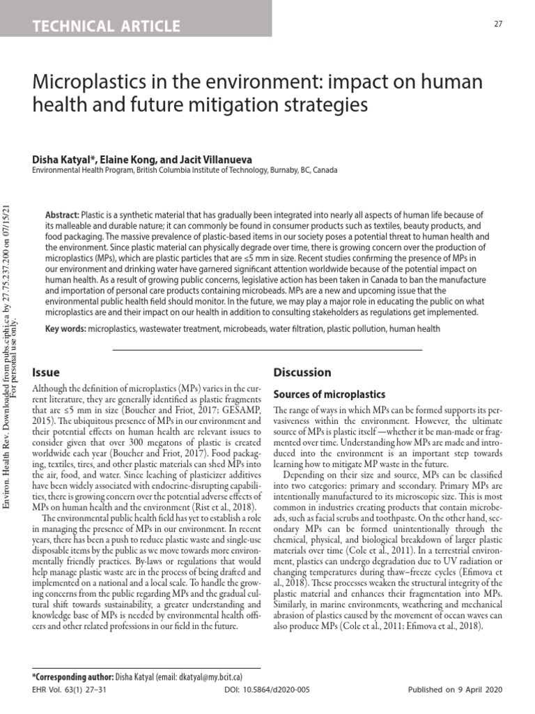 Understanding the Growing Concerns of Microplastics: Sources, Human ...