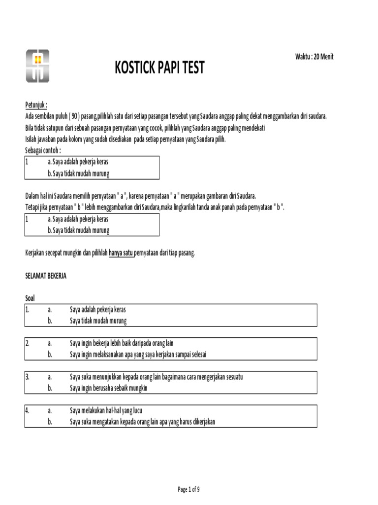 Soal Papikostick | PDF