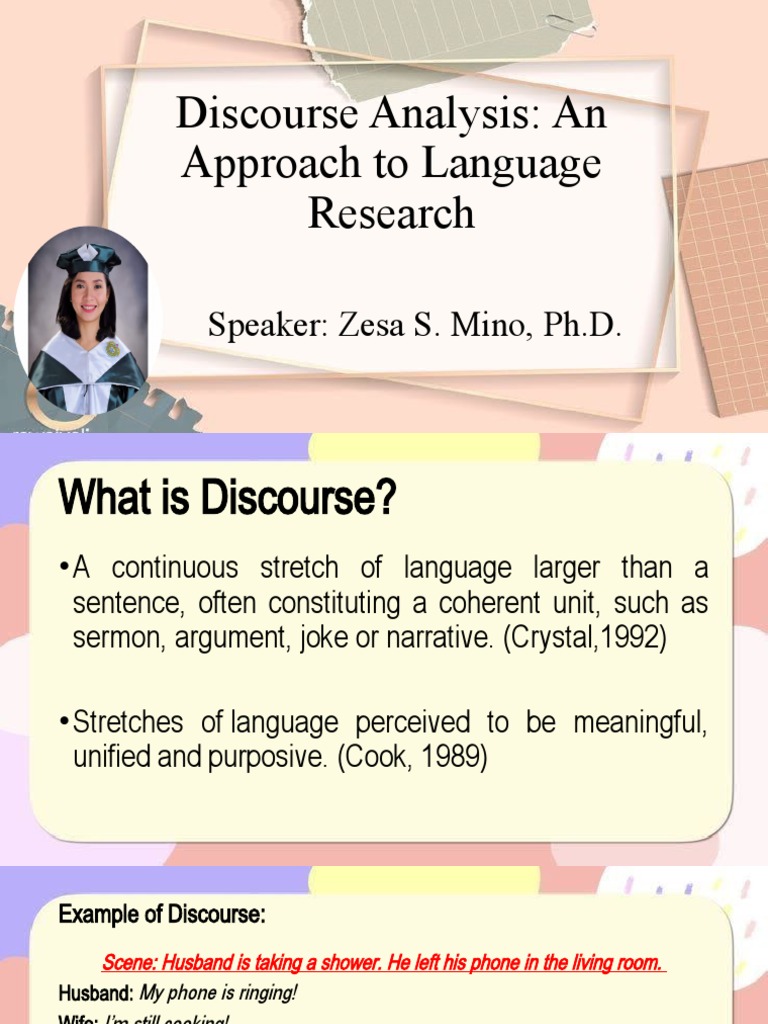 Discourse Analysis: An Approach To Language Research: Speaker: Zesa S ...