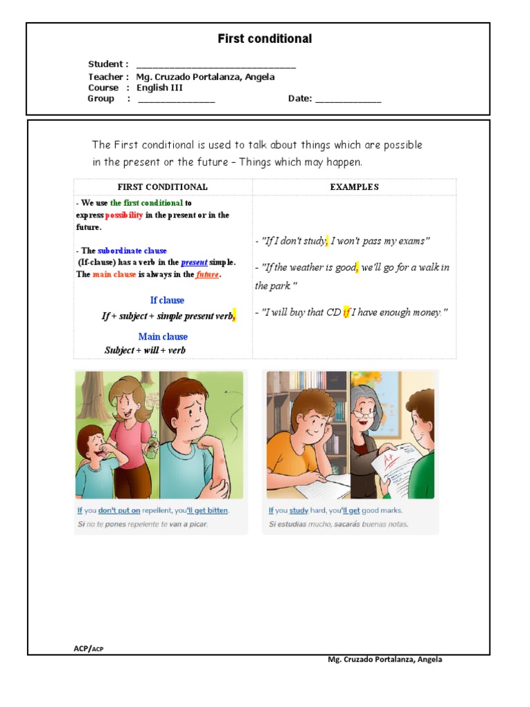 First conditional explained | PDF | Clause | Grammar