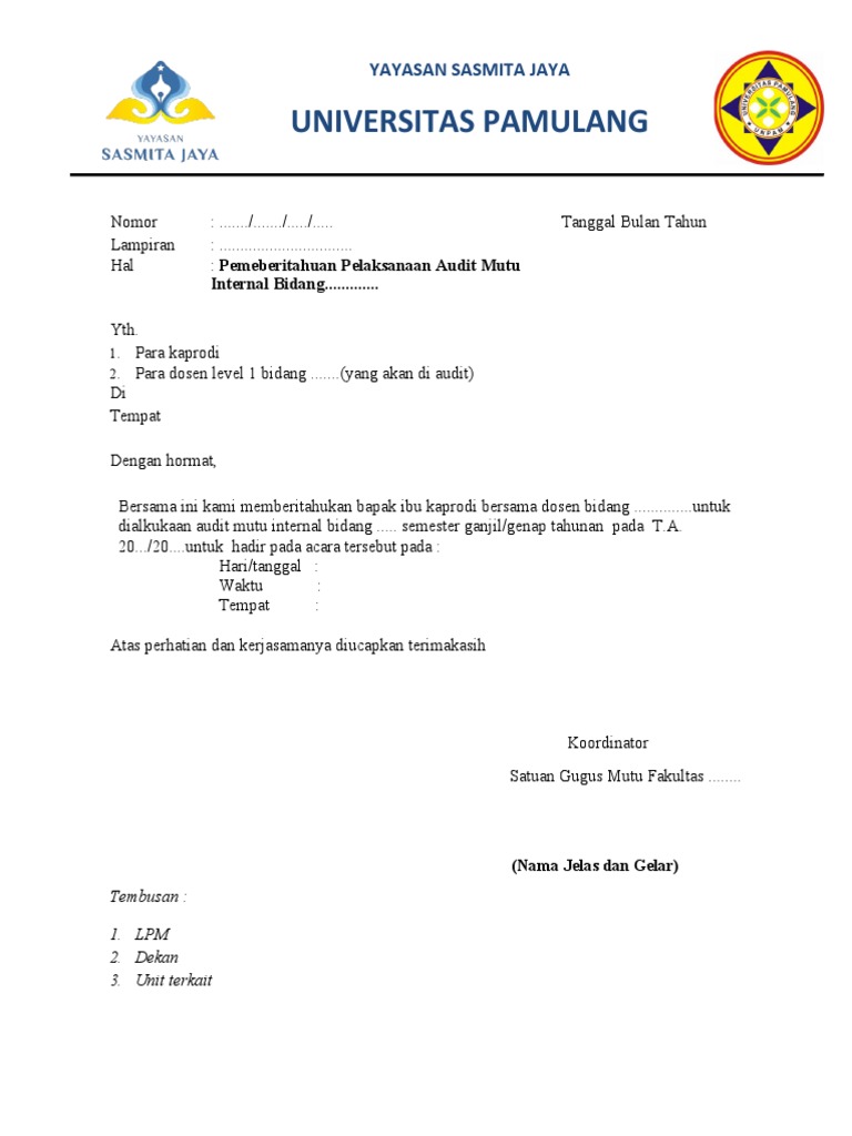 Surat Undangan Pelaksanaan Ami | PDF