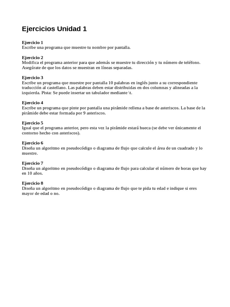 UD1 Ejercicios | PDF