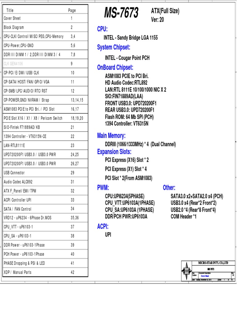 Msi MS-7673 Rev 2.0 | PDF | Computer Engineering | Computing