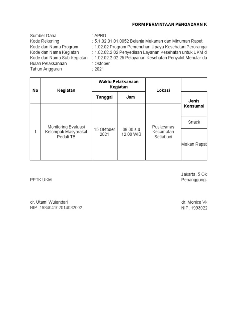 Form Permintaan Konsumsi - TB Dan Batra | PDF