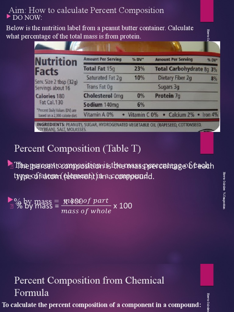 Calculating Mass Percent Composition | PDF | Chemical Compounds | Mole ...