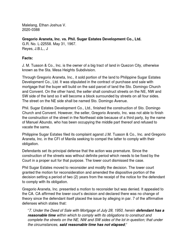 24 - Gregorio Araneta, Inc. v. Phil Sugar Estates | PDF | Lawsuit ...