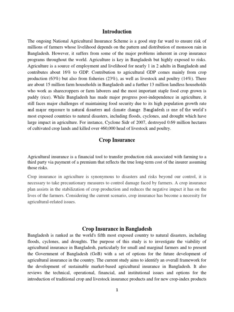 Crop Insurance PDF | PDF | Insurance | Agriculture