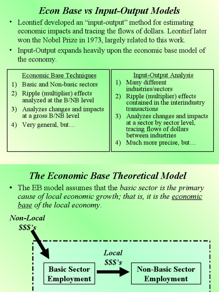 Econ Base Vs Input Output Models Pdf Input Output Model Economies