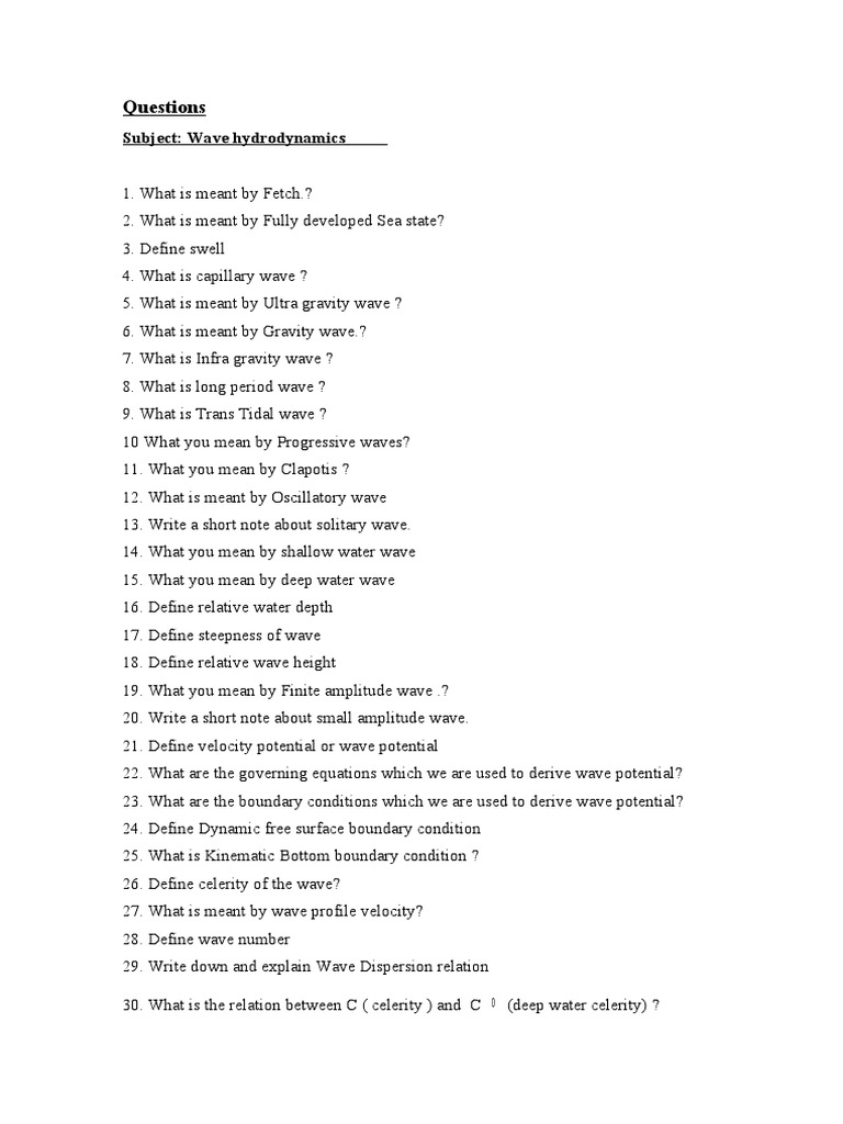 Wave Hydrodynamics | PDF | Waves | Force