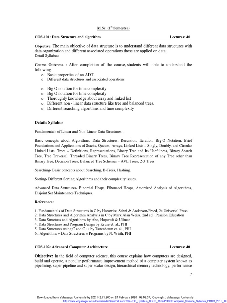 Syllabus Data Structure And Algorithm Download Free Pdf Data Structure Time Complexity