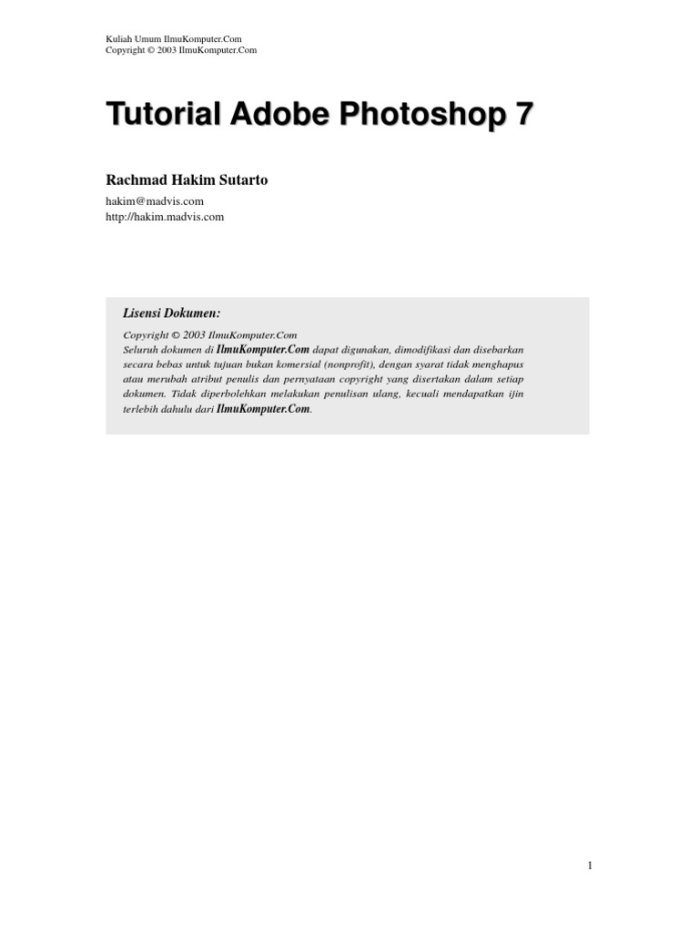 Tutorial Adobe Photoshop v7 | PDF