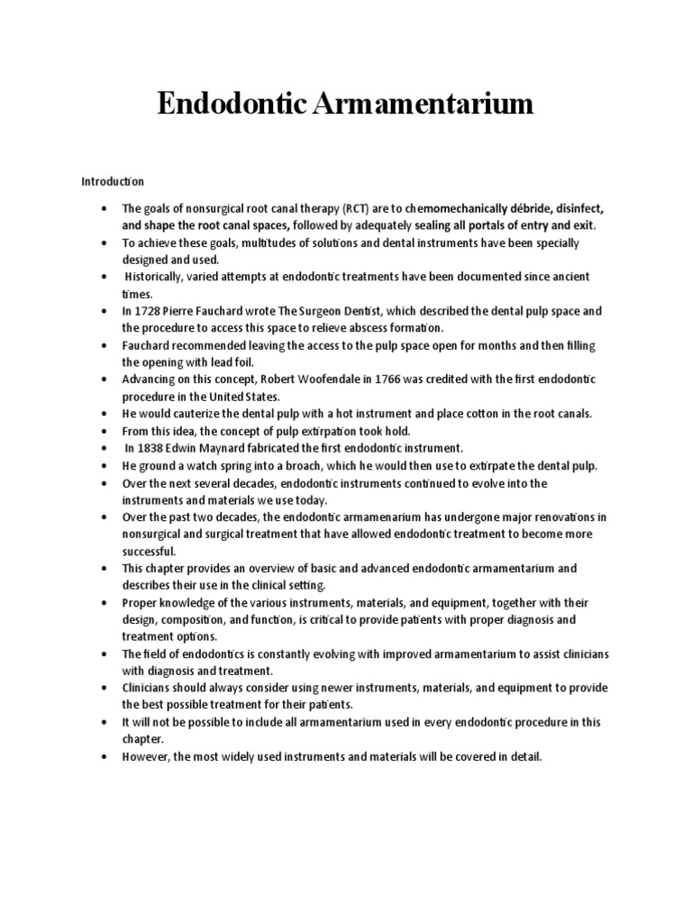 Endodontic Armamentarium | PDF | Health Care | Dentistry