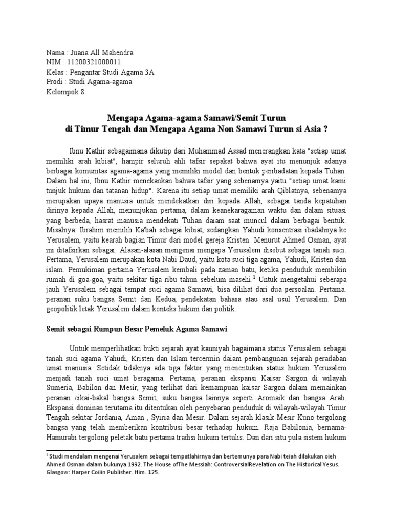 Mengapa Agama-Agama Samawi Turun Di Timur Tengah Dan Kenapa Non Samawi ...