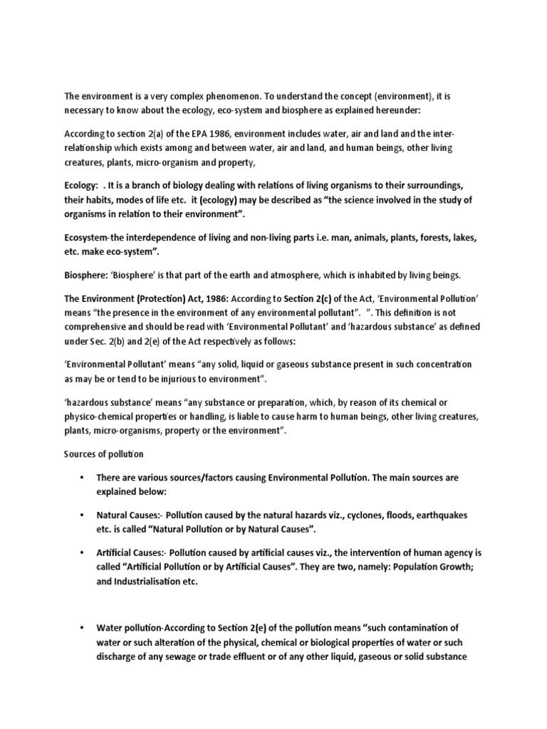 The Environment Is A Very Complex Phenomenon | PDF | Pollution ...