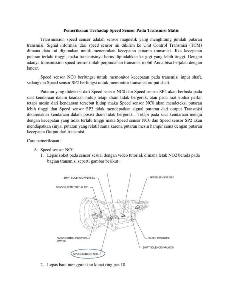 Pemeriksaan Speed Sensor Pada Transmisi Matic | PDF