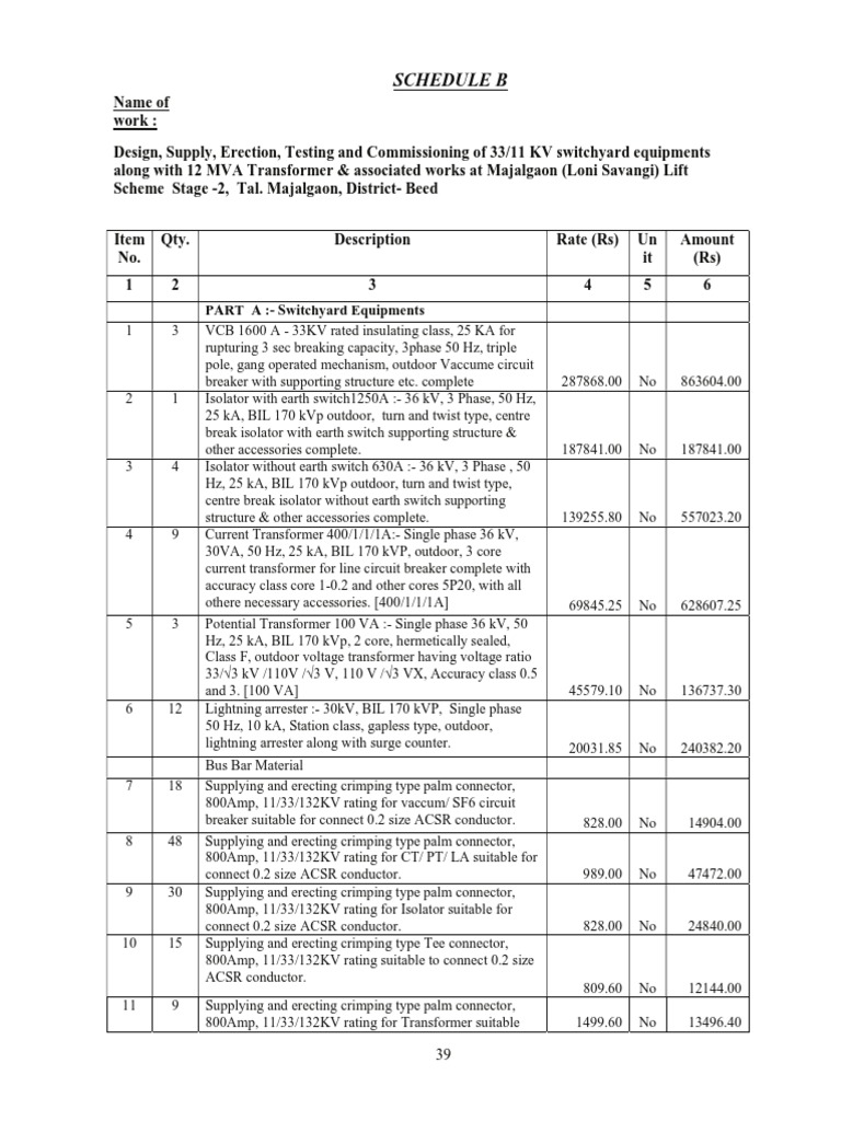 Schedule B | PDF | Transformer | Electrical Connector