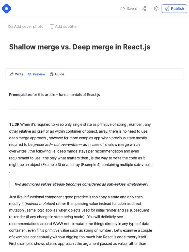 Shallow Vs Deep Merge | PDF | String (Computer Science) | Computer Programming