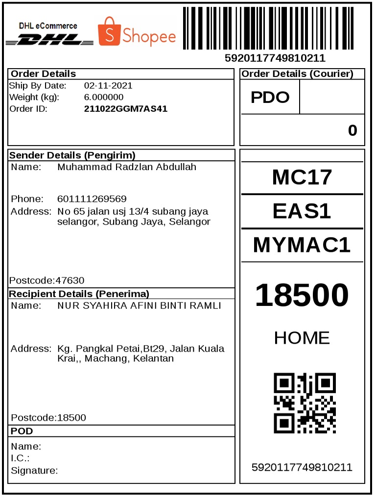 Shopee Waybill Sample and Details | PDF
