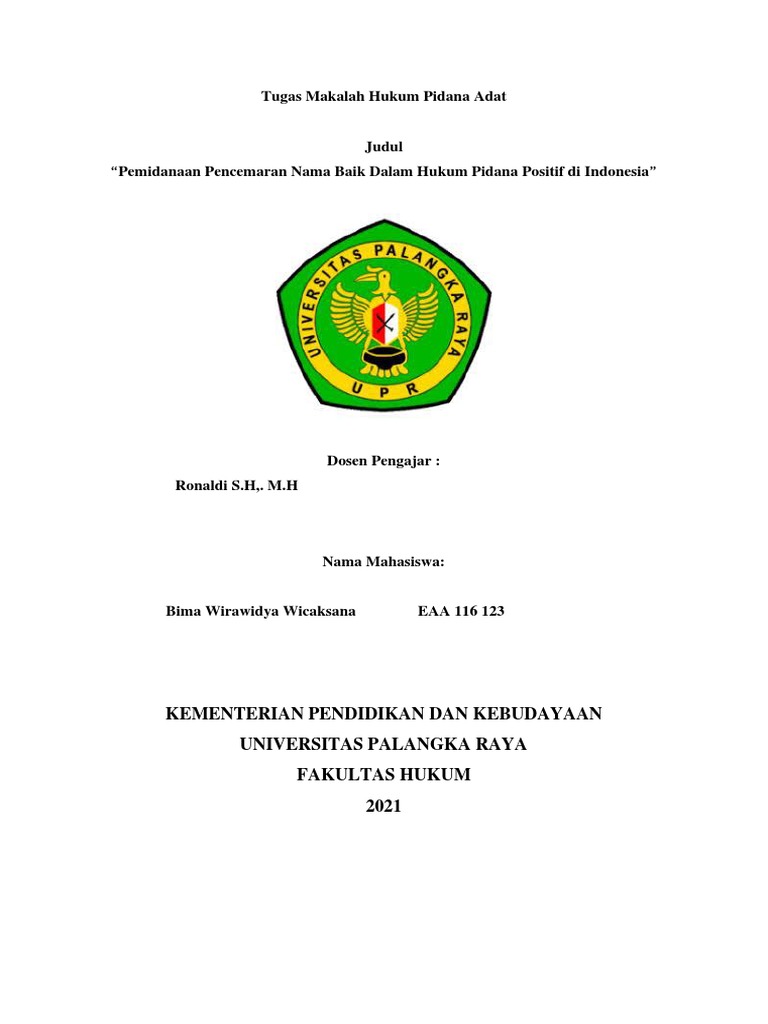 Hukum Pidana Adat (Perbaikan) - BIMA WIRAWIDYA (EAA 116 123) | PDF