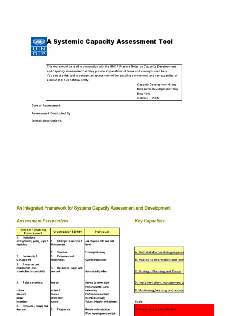 Systemic Capacity Assessment Tool | PDF | Capacity Building | Information