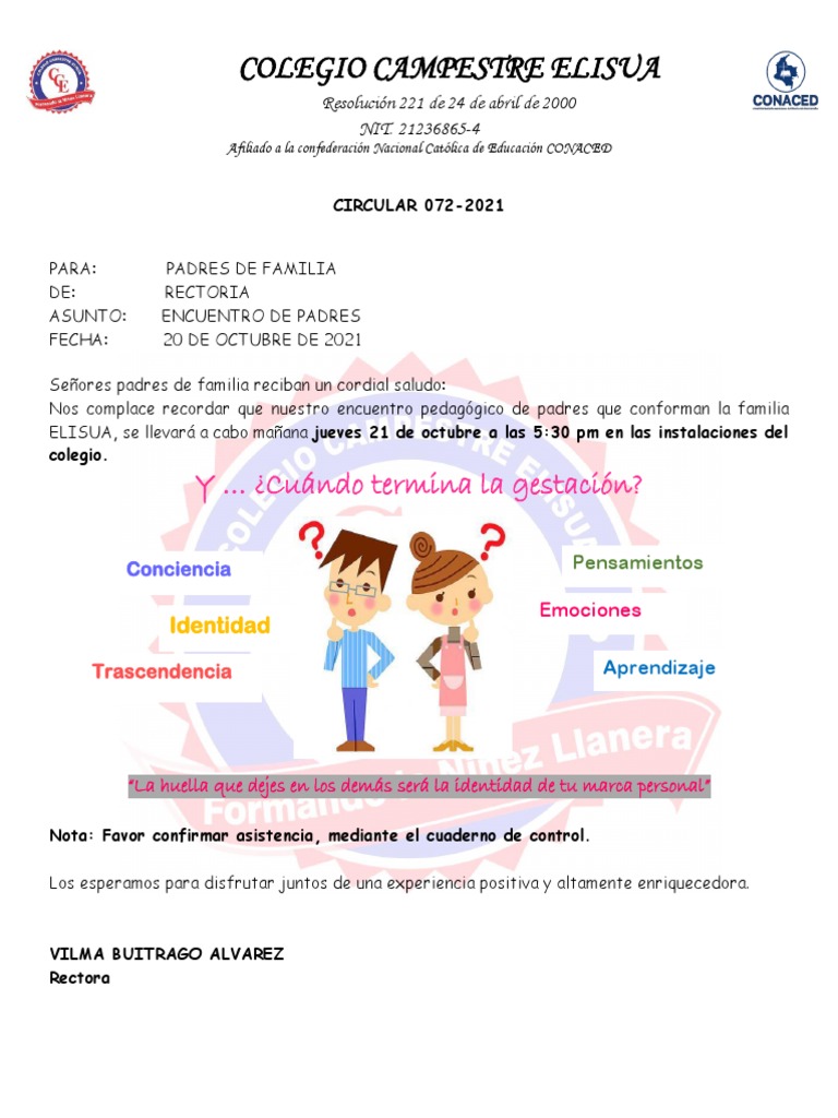 Circular 072 Encuentro Padres Elisua | PDF