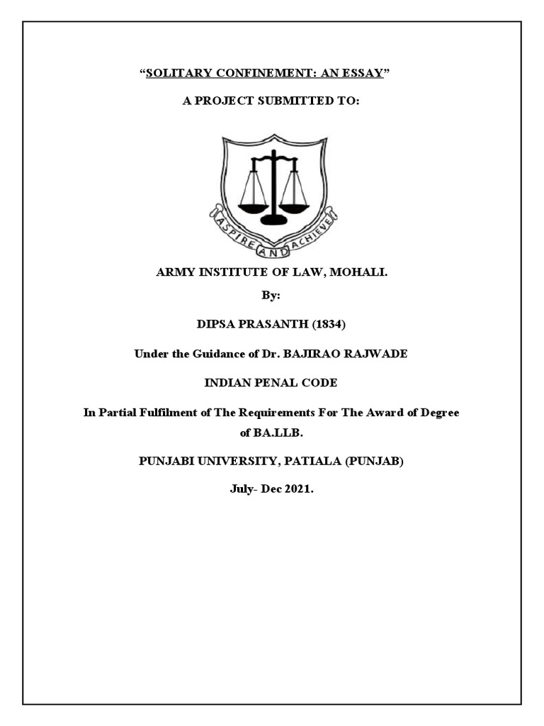Ipc Assignment Dipsa Pdf Solitary Confinement Penal Labour 