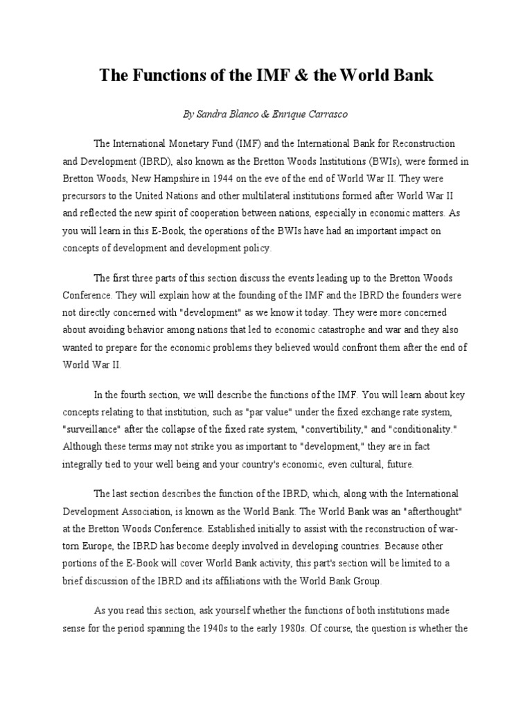 The Functions of The IMF | PDF | International Monetary Fund | World Bank