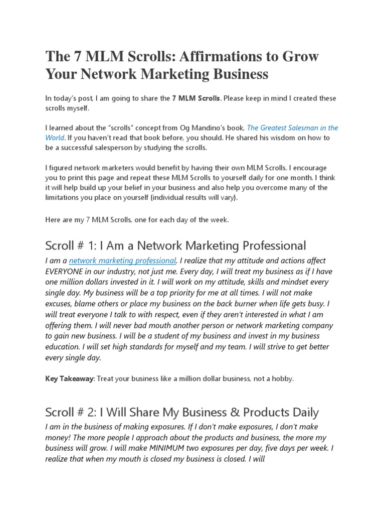 The 7 MLM Scrolls | PDF | Multi Level Marketing | Business