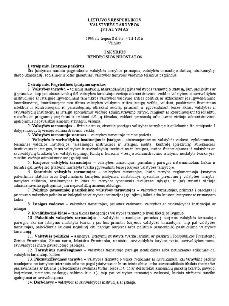 Valstybes Tarnybos Istatymas | PDF