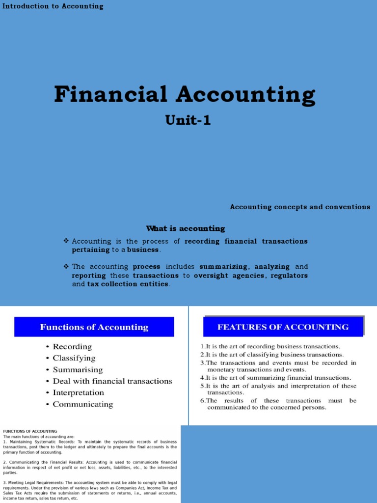Financial Accounting: Unit-1 | PDF | International Financial Reporting ...