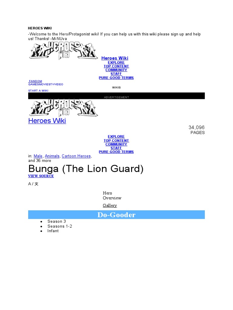 Bunga (The Lion Guard) : Heroes Wiki | PDF