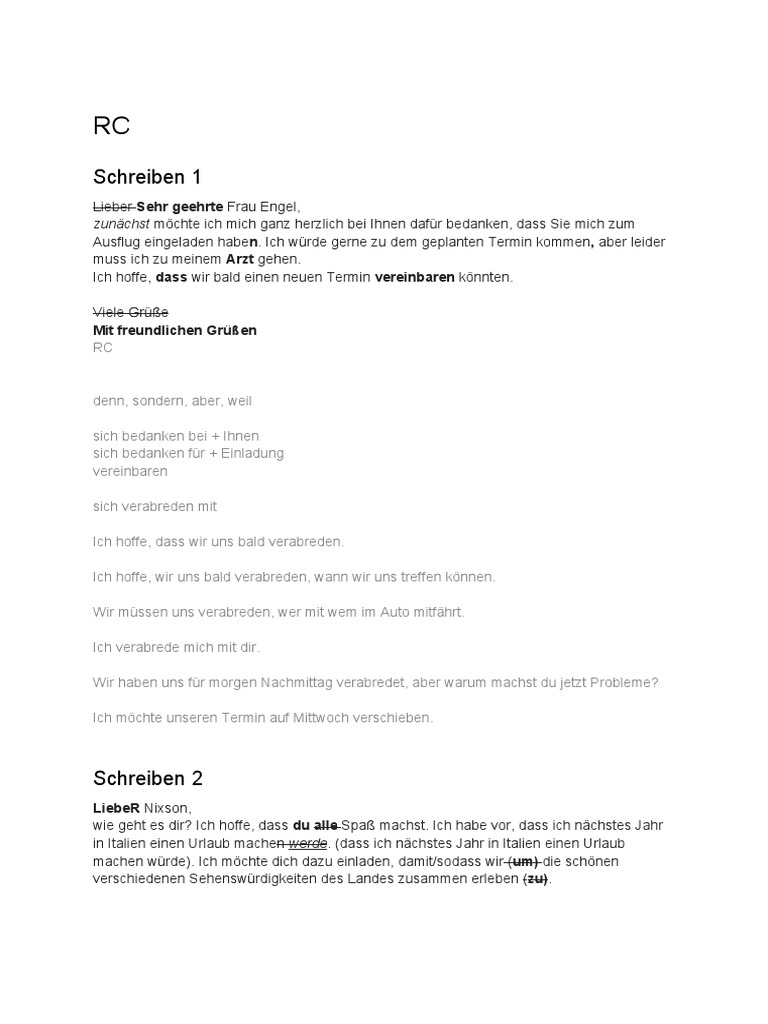 B1 SCHREIBEN Sample Emails | PDF