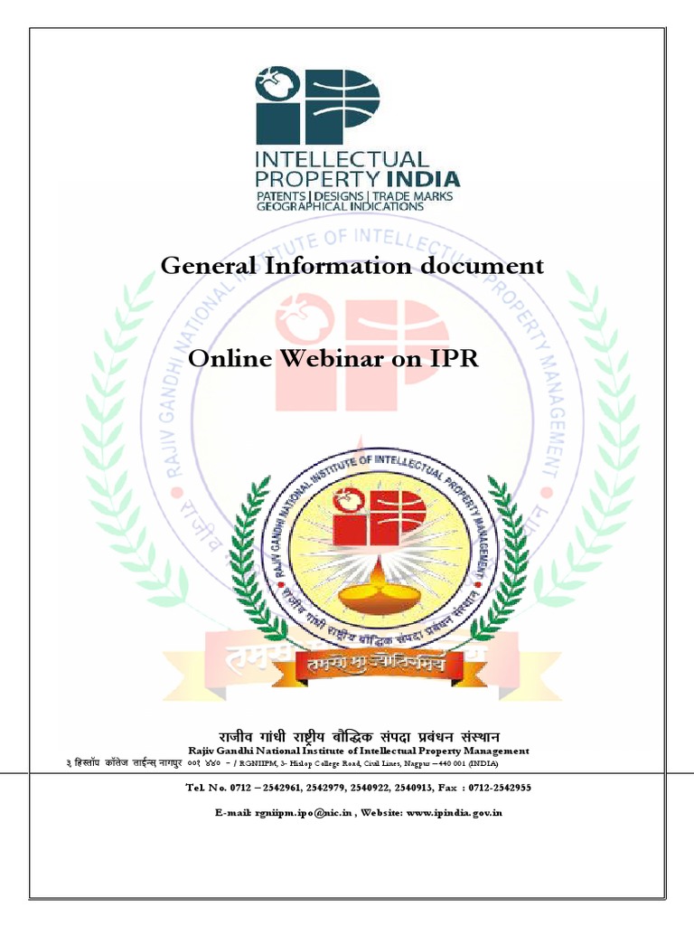 20 Sept 1 Oct IPR Training General Information For Online Webinar On IPR | PDF | Trademark ...